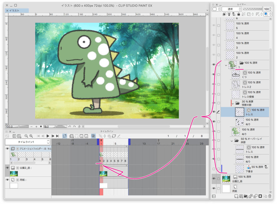 how can I add the tweening points of the lineart to the color layers ...