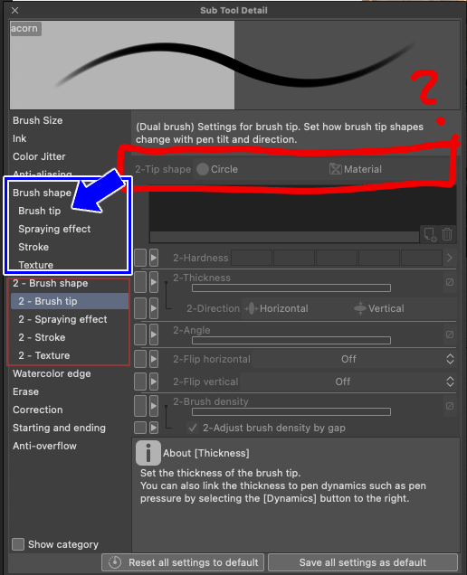 Brush Tip > Tip Shape >Material / Circle unselectable / grayed out - CLIP STUDIO ASK