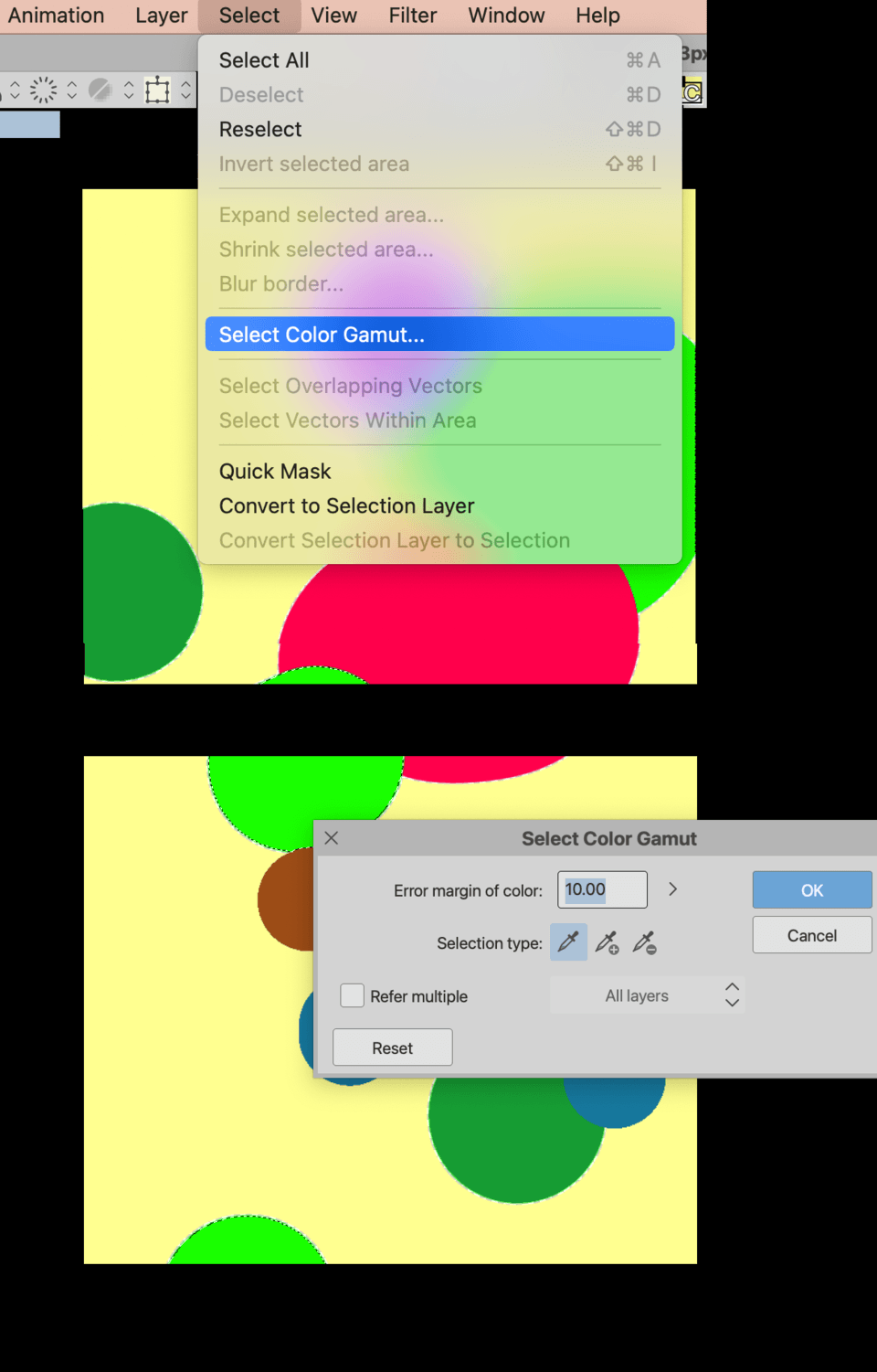 色の選択による自動選択?どのように？ - CLIP STUDIO ASK