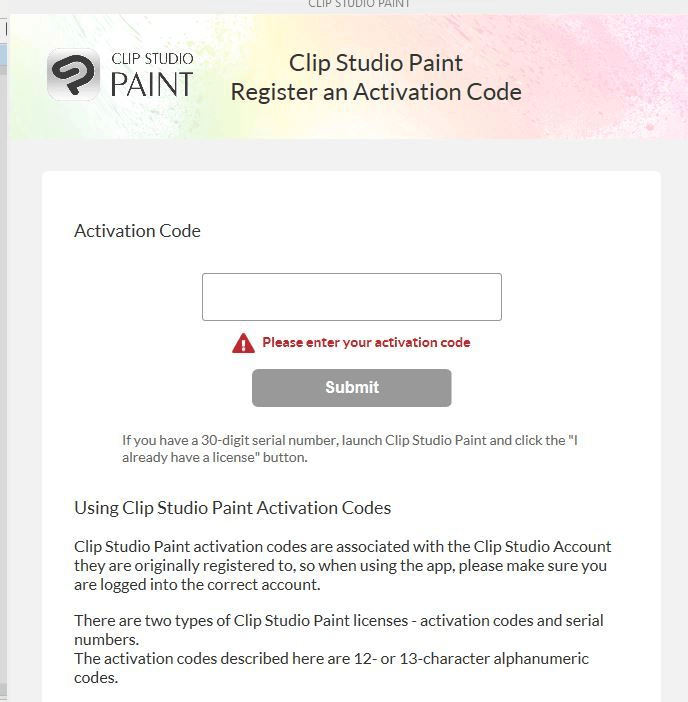 Cannot activate. - CLIP STUDIO ASK