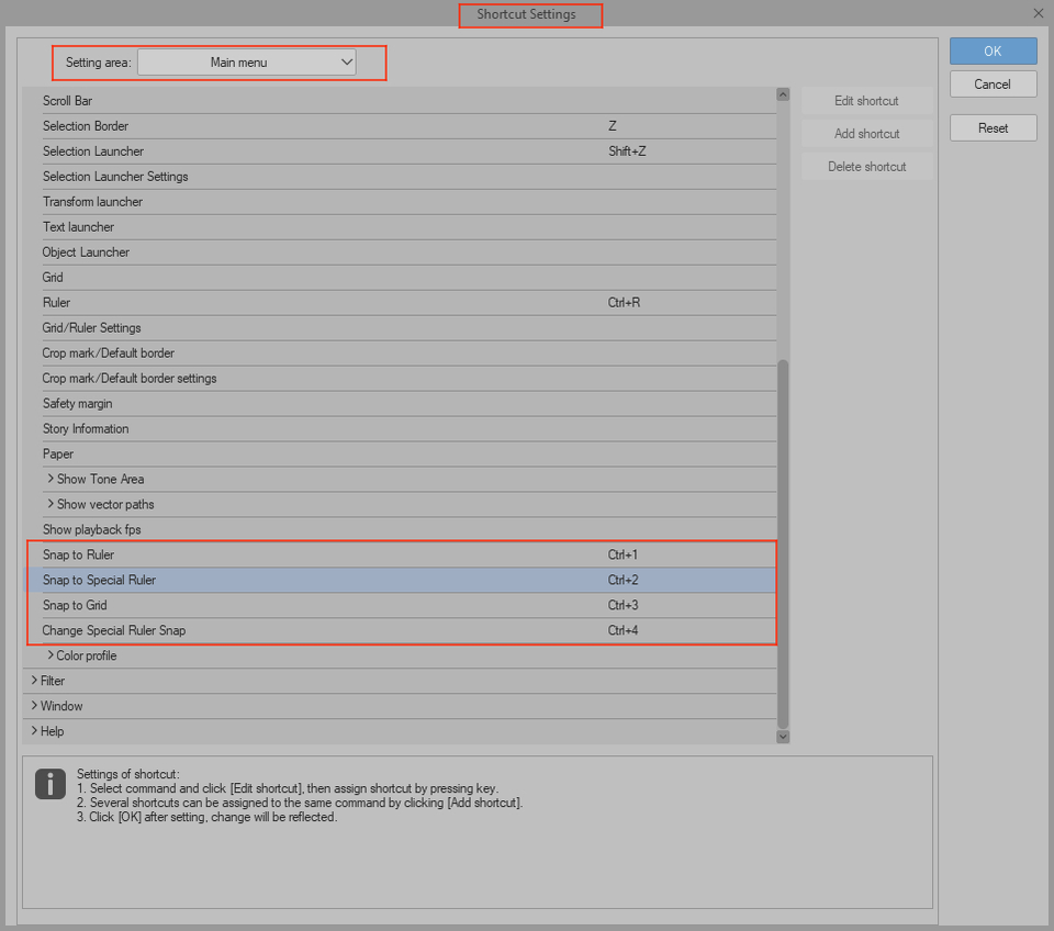 Enable/Disable Snapping to Special Ruler ShortCut? - CLIP STUDIO ASK