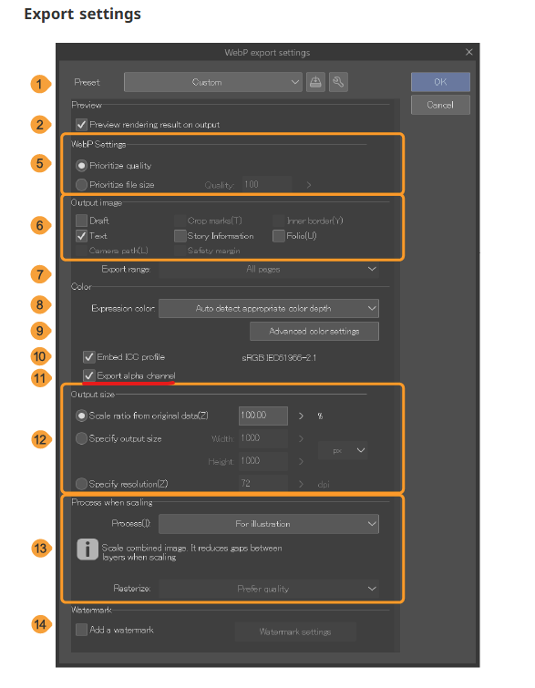 CSP Pro Ver 3에는 PNG 내보내기 설정에서 알파 채널을 내보내는 옵션이 있나요? 아니면 Ex 버전이 필요한가요? - CLIP STUDIO ASK