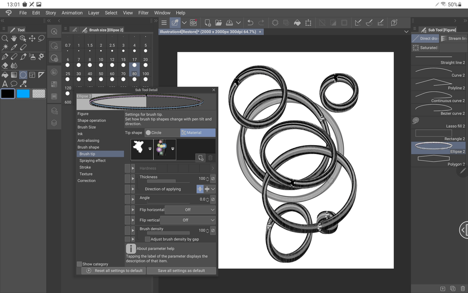 Beginner - Ellipse brush shape help - CLIP STUDIO ASK
