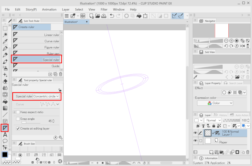 Can I make a custom concentric circle (ellipse) ruler? - CLIP STUDIO ASK