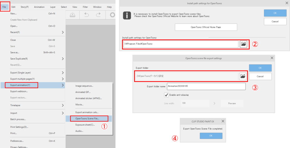 ClipStudioPaint won't let me export to OpenToonz - CLIP STUDIO ASK