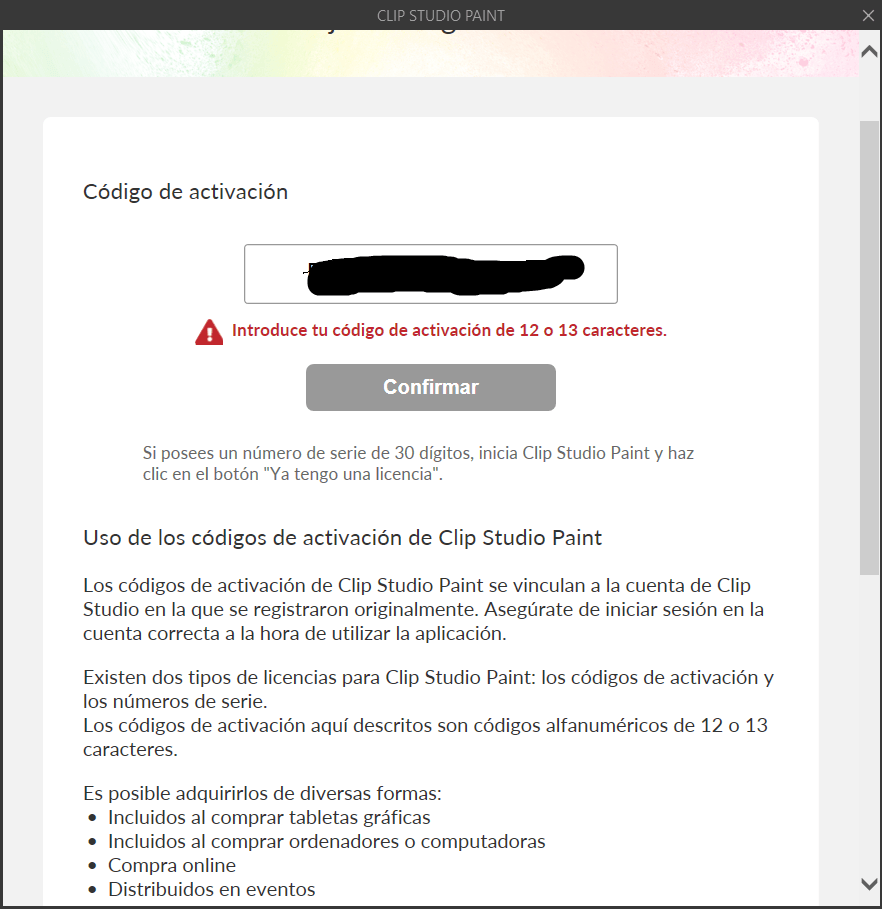 I copy and paste the activation code but it won't let me confirm it ...