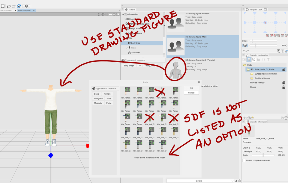 How do I use a "standard drawing figure" as a character model in Clip ...
