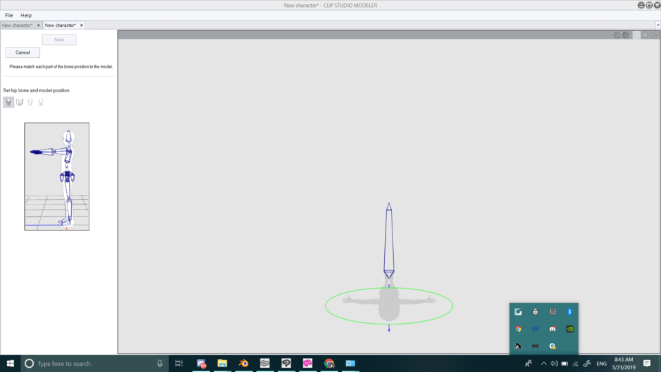 Clip Studio Modelerの標準ボーン作成画面でモデルがボーンの上に貼り付いた - CLIP STUDIO ASK