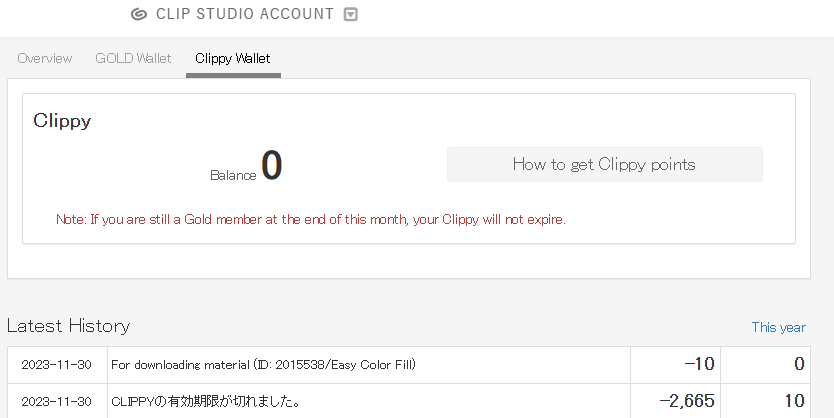 Clippy ポイントがすべて消えました - CLIP STUDIO ASK