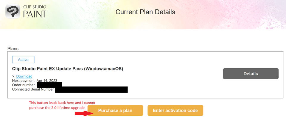 CSP EX 2.0 Update Pass を購入しましたが、CSP 1 Lifetime を 2.0 Lifetime にアップグレードできませんか? - CLIP STUDIO ASK