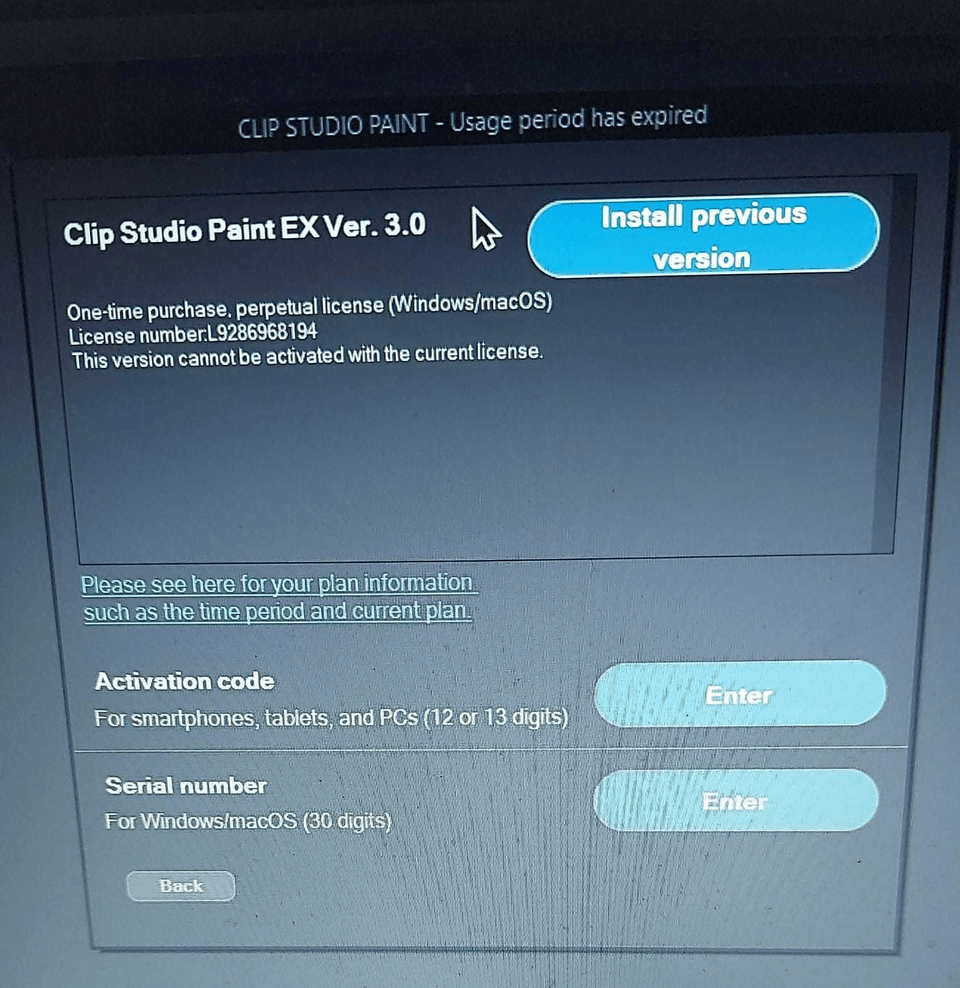License and versions of software - CLIP STUDIO ASK