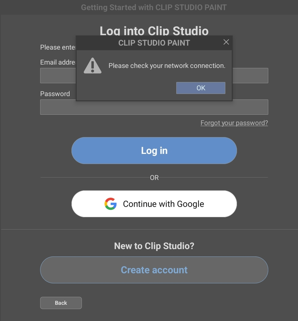 "Please check your network" popup when trying to sign in :/ - CLIP ...