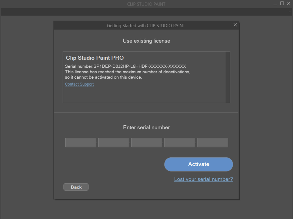 This license has reached the maximum number of deactivations - CLIP ...