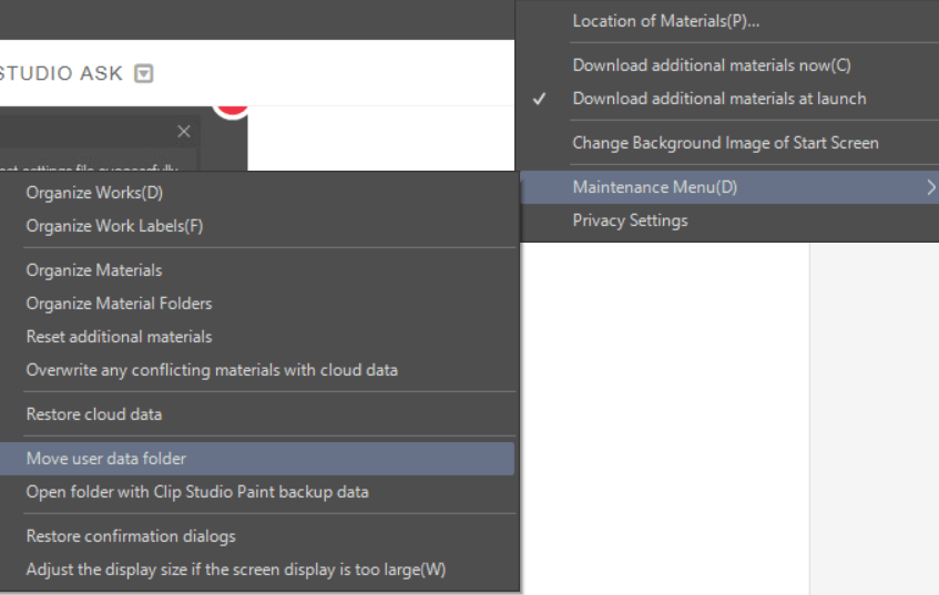 Failed to import the tool settings file and brush shape settings file ...