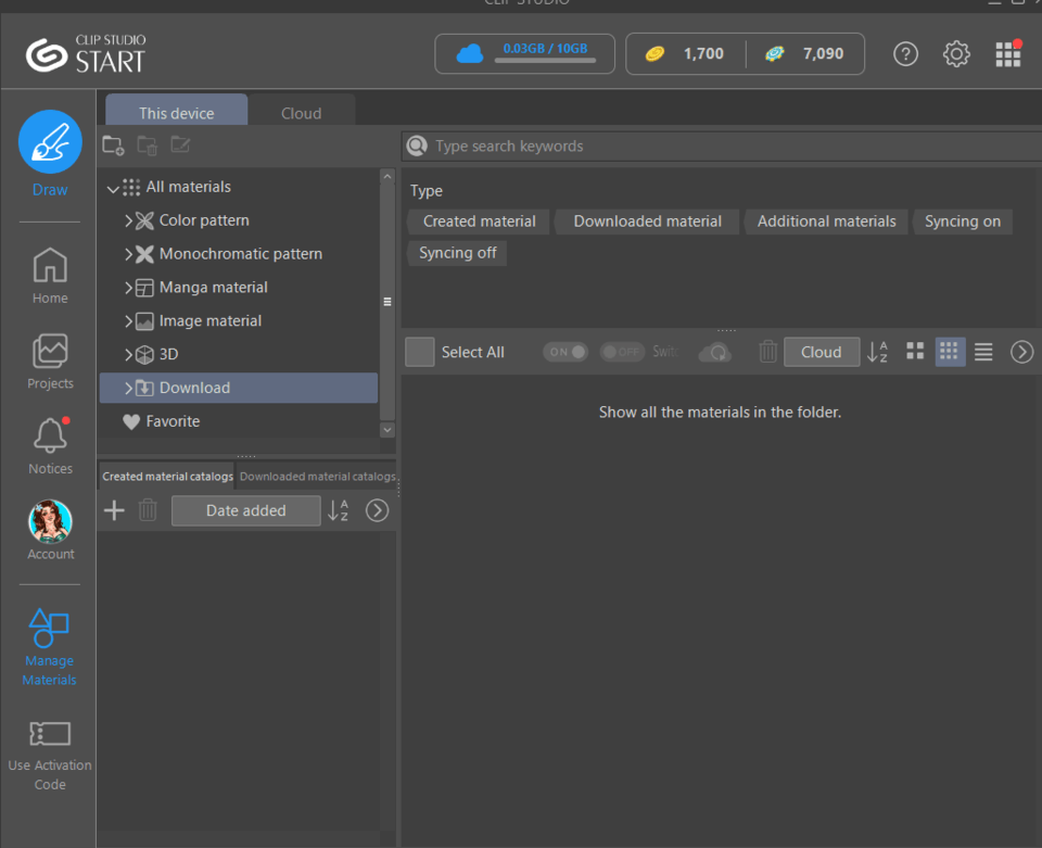 All my settings/assets are in Clip Studio Paint, but assets do not ...