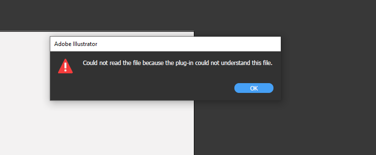 Error showing while importing files in Adobe illustrator from Clip ...