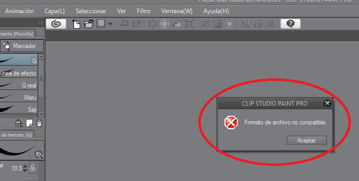 Problems opening a file - CLIP STUDIO ASK