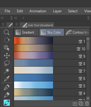 How to add gradient tab for different gradient set? - CLIP STUDIO ASK