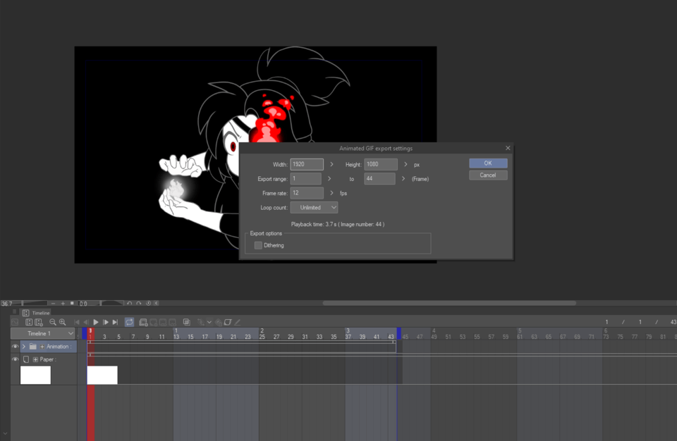 Can't export full animation as an animation or gif - CLIP STUDIO ASK
