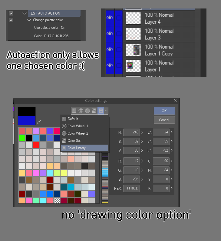 Layer Palette Color set to Drawing Color (software suggestion!) - CLIP ...