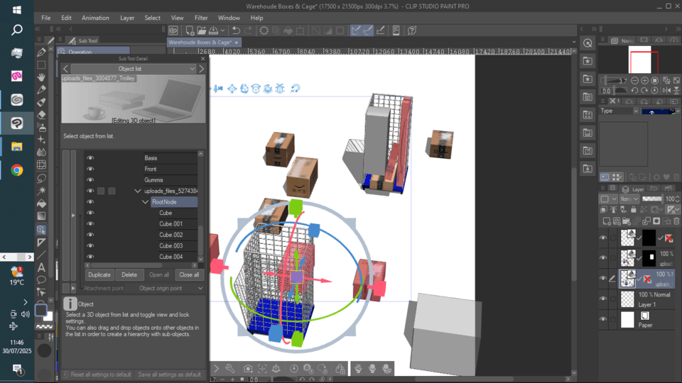 Working with 3D objects-how can you break a 3D object into Component parts? - CLIP STUDIO ASK
