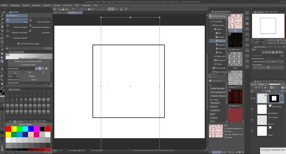 Registered patterns are not displayed in the document. - CLIP STUDIO ASK