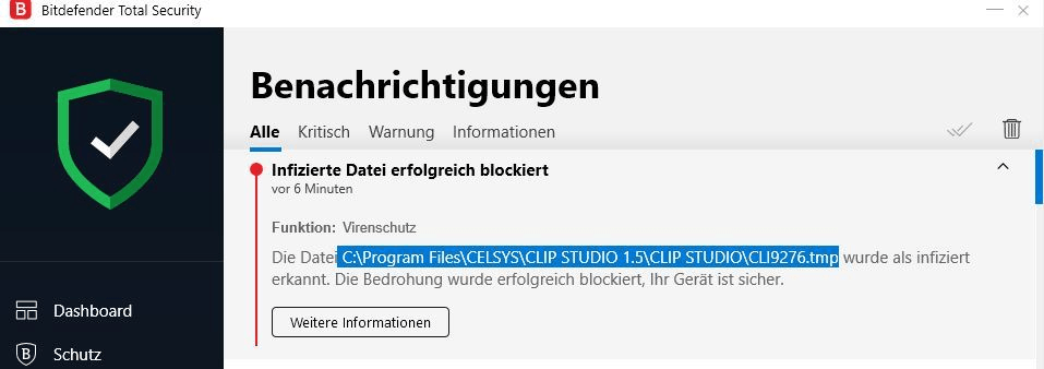Bitdefender virus warning update to 1.10.0 - CLIP STUDIO ASK