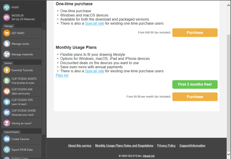 CSP Pro를 소유하고 있음에도 불구하고 Windows를 다시 설치 한 후 시작 관리자에 "페인트 받기"탭이 표시됩니다 - CLIP STUDIO ASK