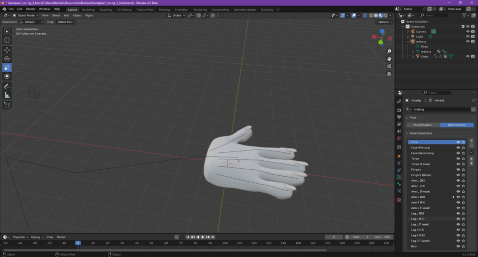 How do I go about making a 3D hand asset that poses with the default ...