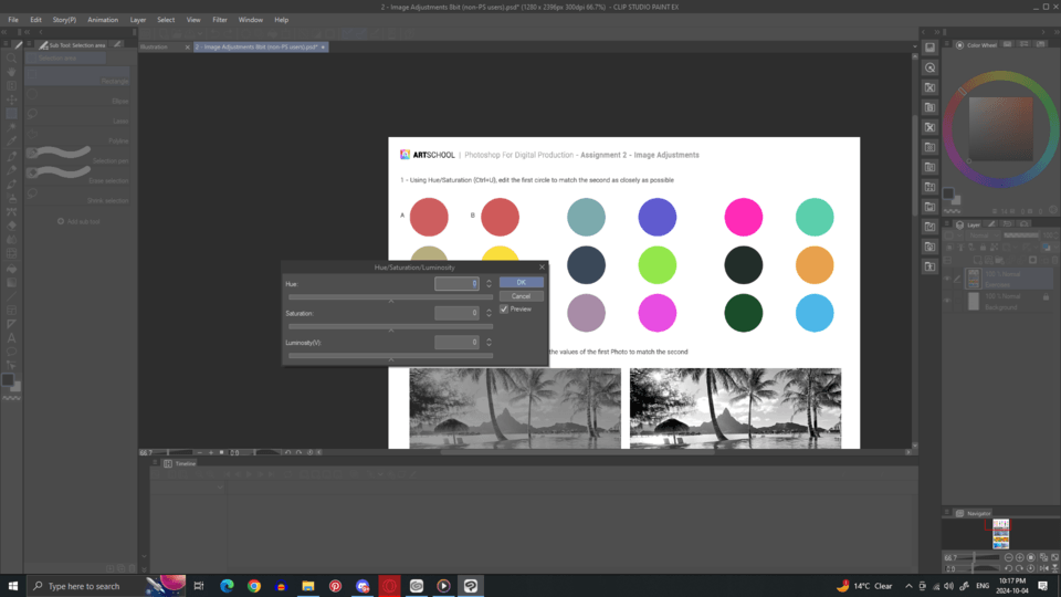 how to make hue/saturation/luminocity bars have color? - CLIP STUDIO ASK