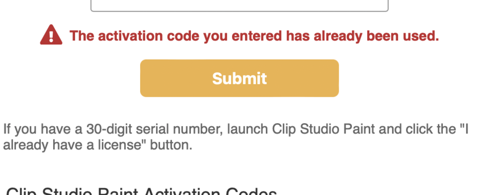 Unable to write activation code in the CSP app - CLIP STUDIO ASK